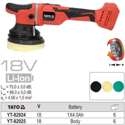 Máy đánh bóng pin 18V 125mm Yato YT-82924 - Hiệu suất cao, bền bỉ